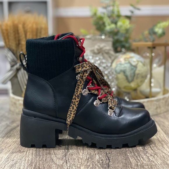 Sugar | Shoes | Sugar Fella Black Fashion Hiking Boots Lace Up Lug Sole ...